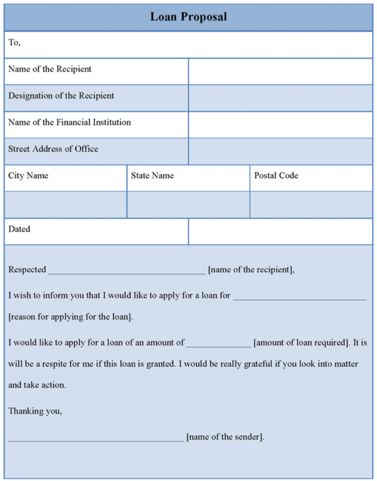 Sample Proposal Template For Loan Format Of Loan Proposal Template ...