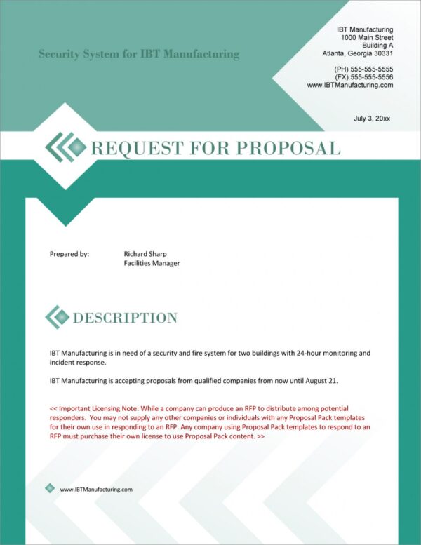 Sample Request For Proposal Rfp Sample 5 Steps Security System Proposal ...