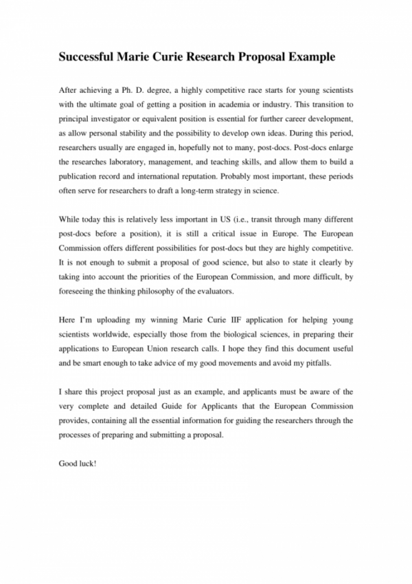 Pdf Successful Marie Curie Research Proposal Example Scientific ...