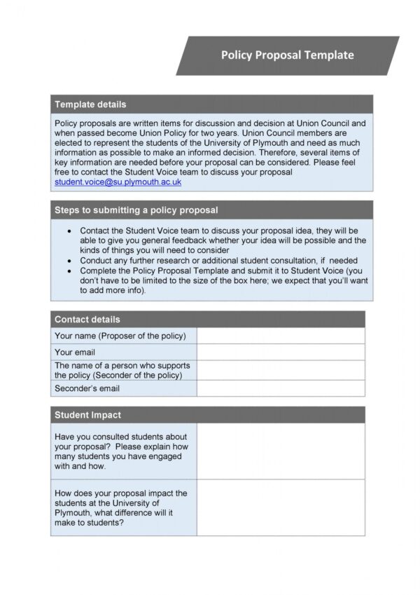 Printable 30 Professional Policy Proposal Templates & Examples Policy ...