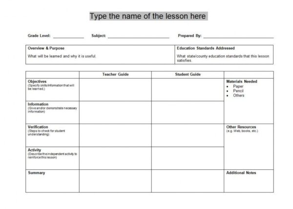 Printable Lesson Plan Template Word Daily Lesson Plan Template Word ...