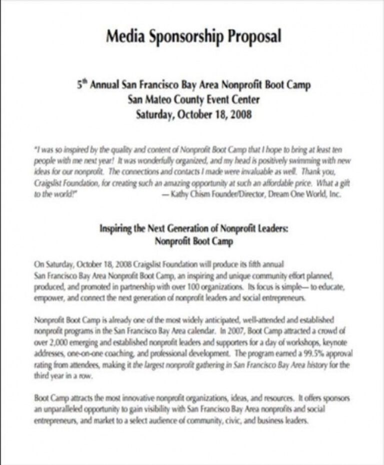 Proposal Template For Non Profit Organization
