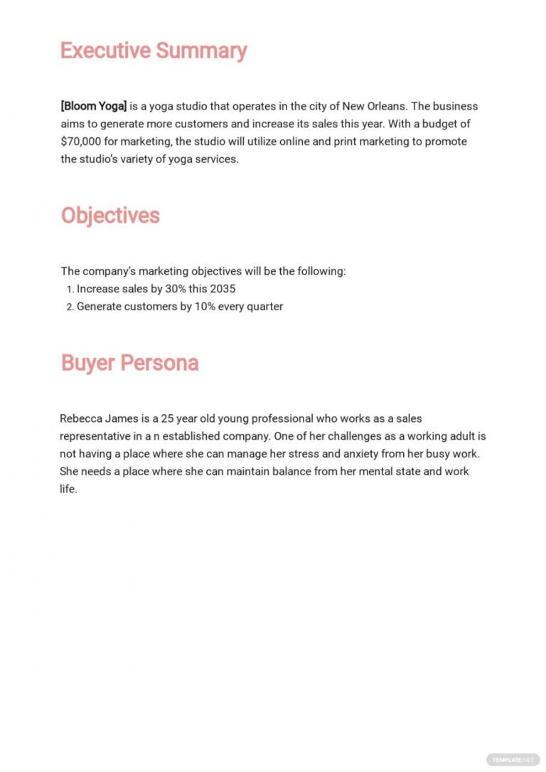 Yoga Class Proposal Template
