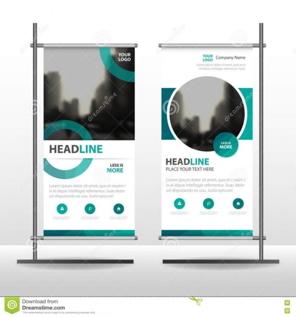 Editable Green Circle Business Roll Up Banner Flat Design Template ...