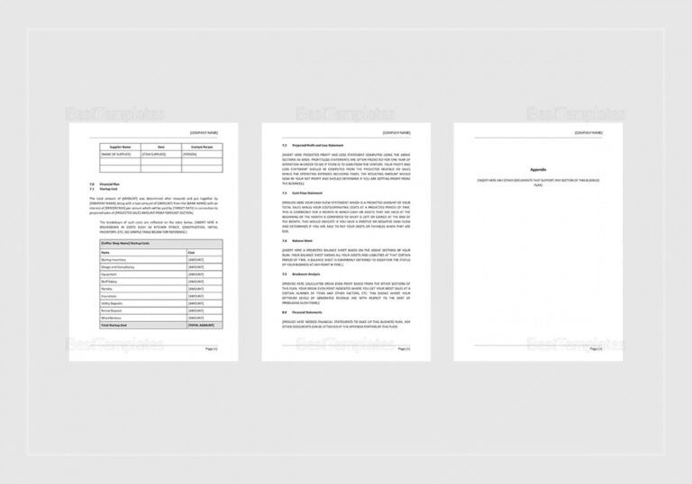 Free Coffee Shop Business Plan Template In Word Google Docs Apple Pages ...