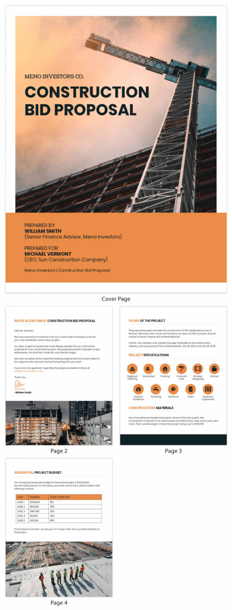 Construction Bid Construction Proposal Template