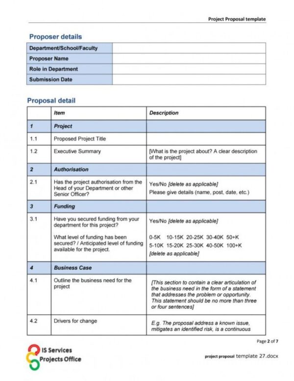 Editable Business Project Proposal Template Organizational Structure ...