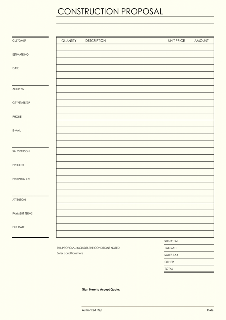 Editable Estimate Templates Blank Downloadable 10 Free Pdf Printables ...