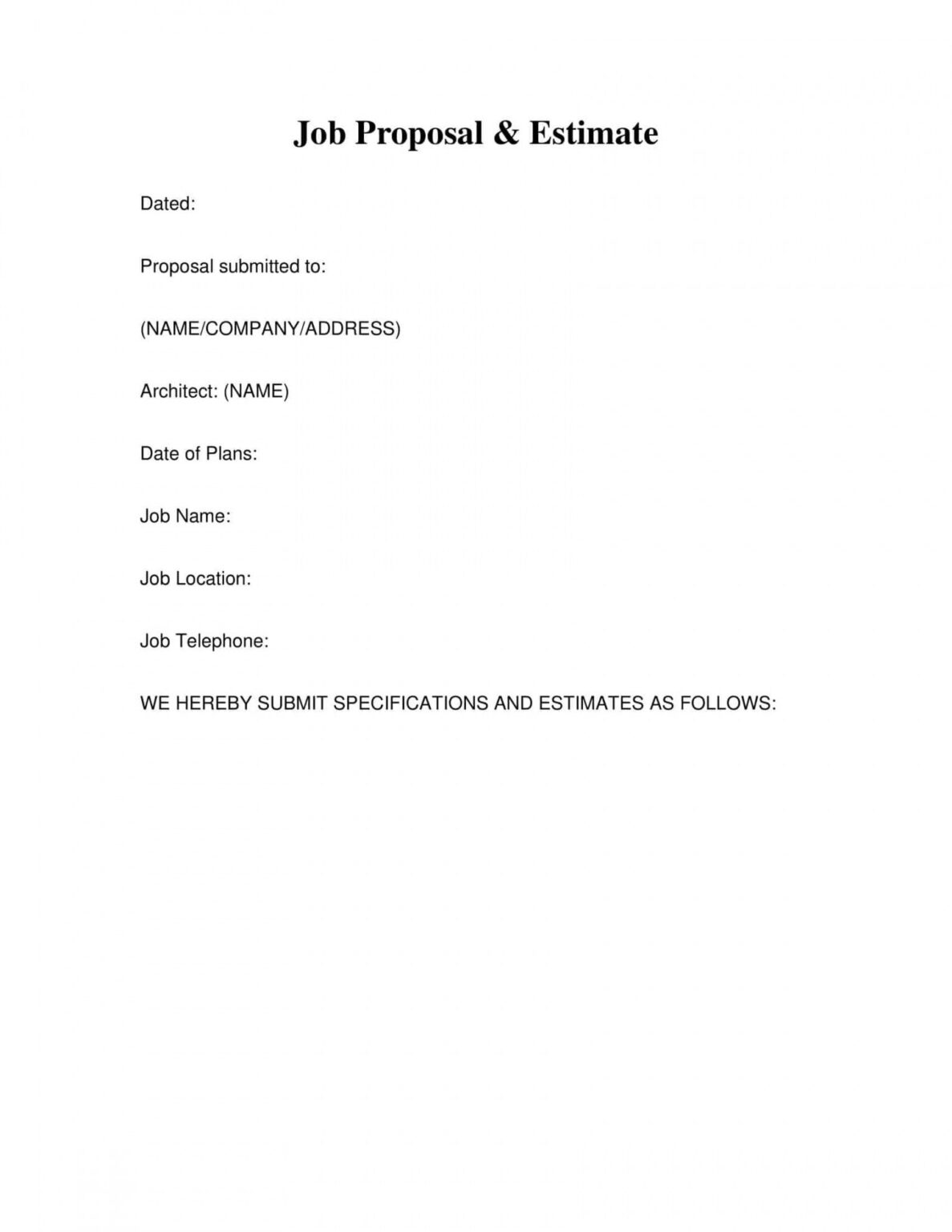 New Job Position Proposal Template