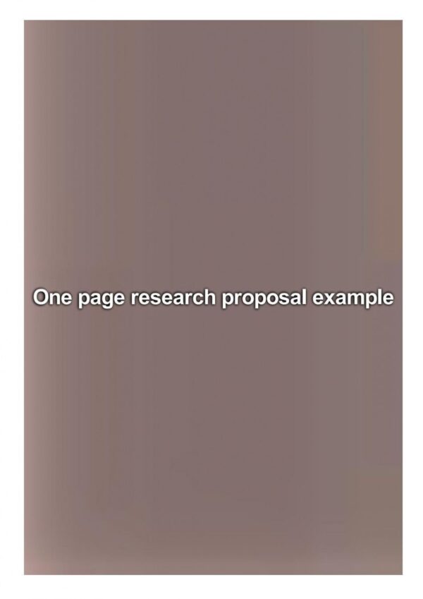 Free One Page Research Proposal Example By Williams Amanda Issuu One ...