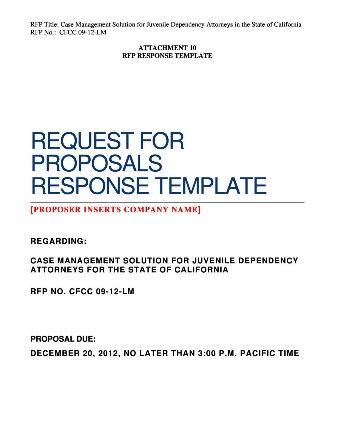 Forward Pricing Rate Proposal Template
