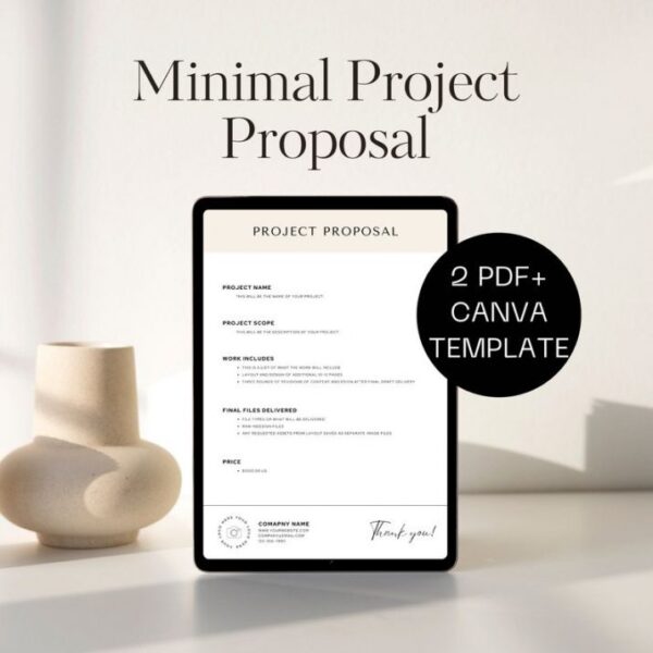 Printable Minimal Project Proposal Template One Page Professional ...