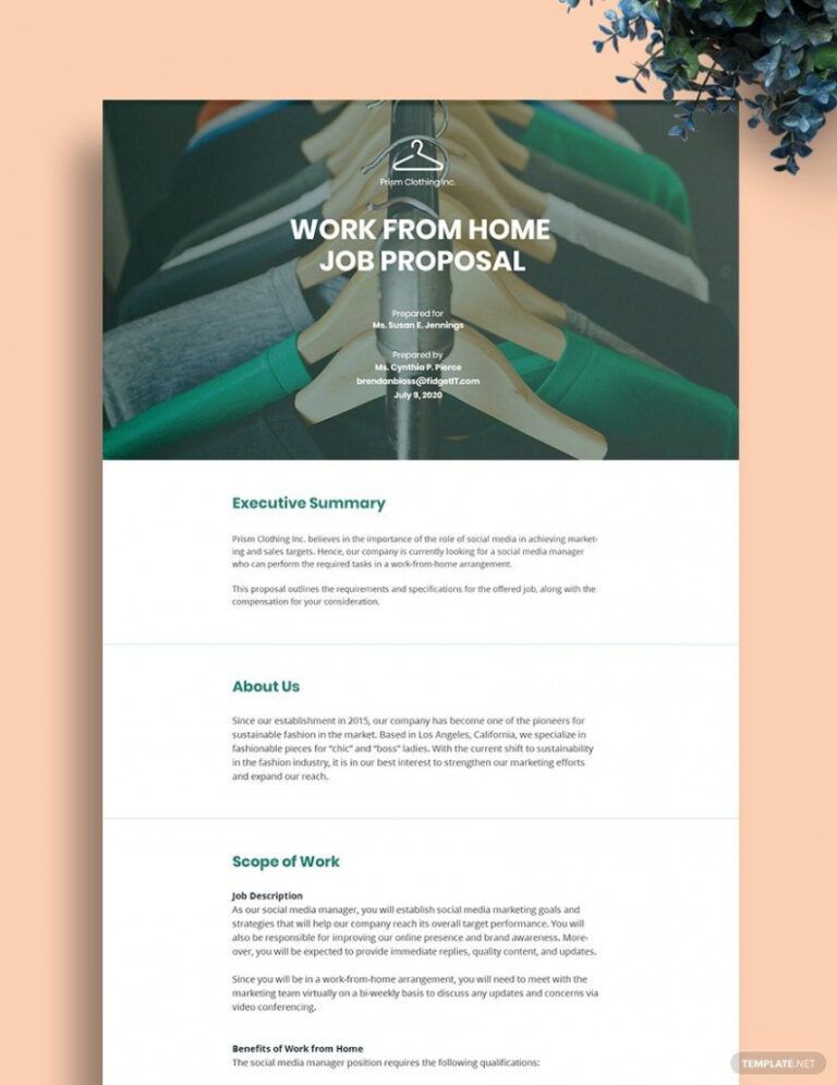 Professional Work From Home Proposal Template