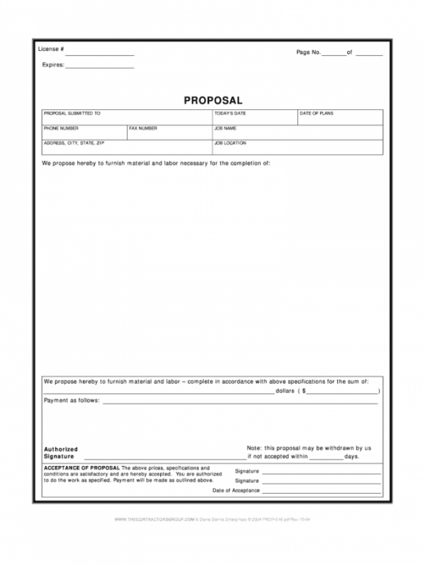 Sample Contractor Proposal Template Fill Online Printable Fillable ...