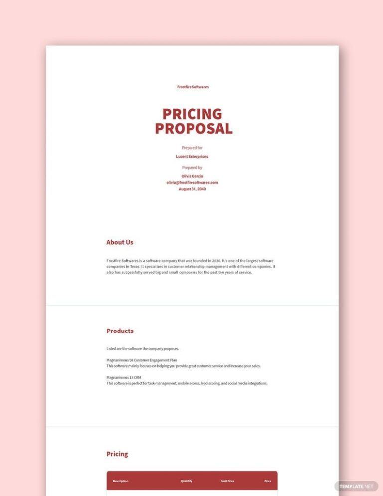 Service Fee Proposal Template