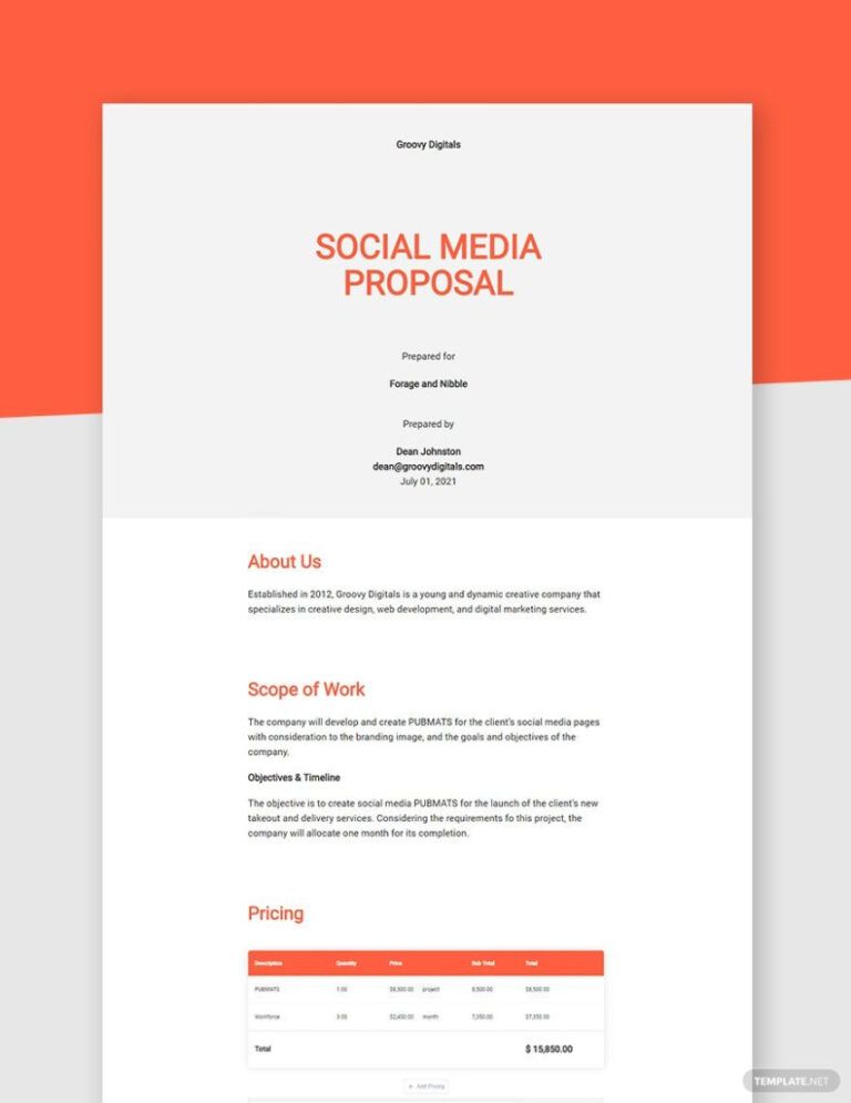 Social Media Influencer Proposal Template