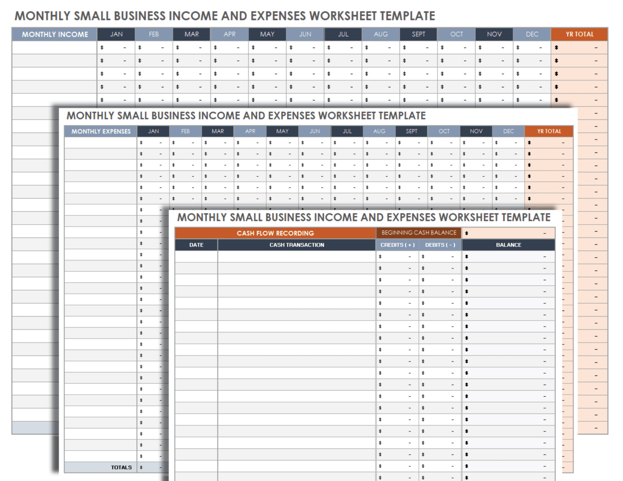 12 Month Income And Expense Template