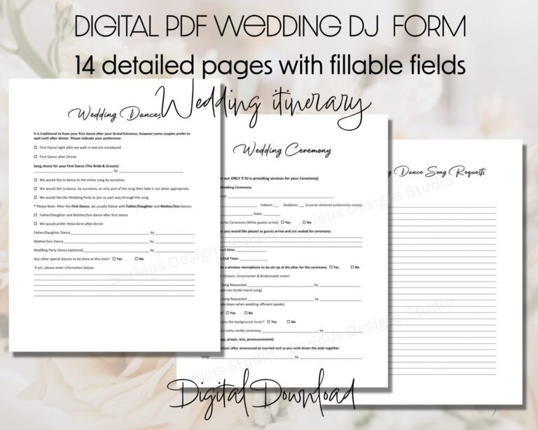Wedding Reception Dj Itinerary Template