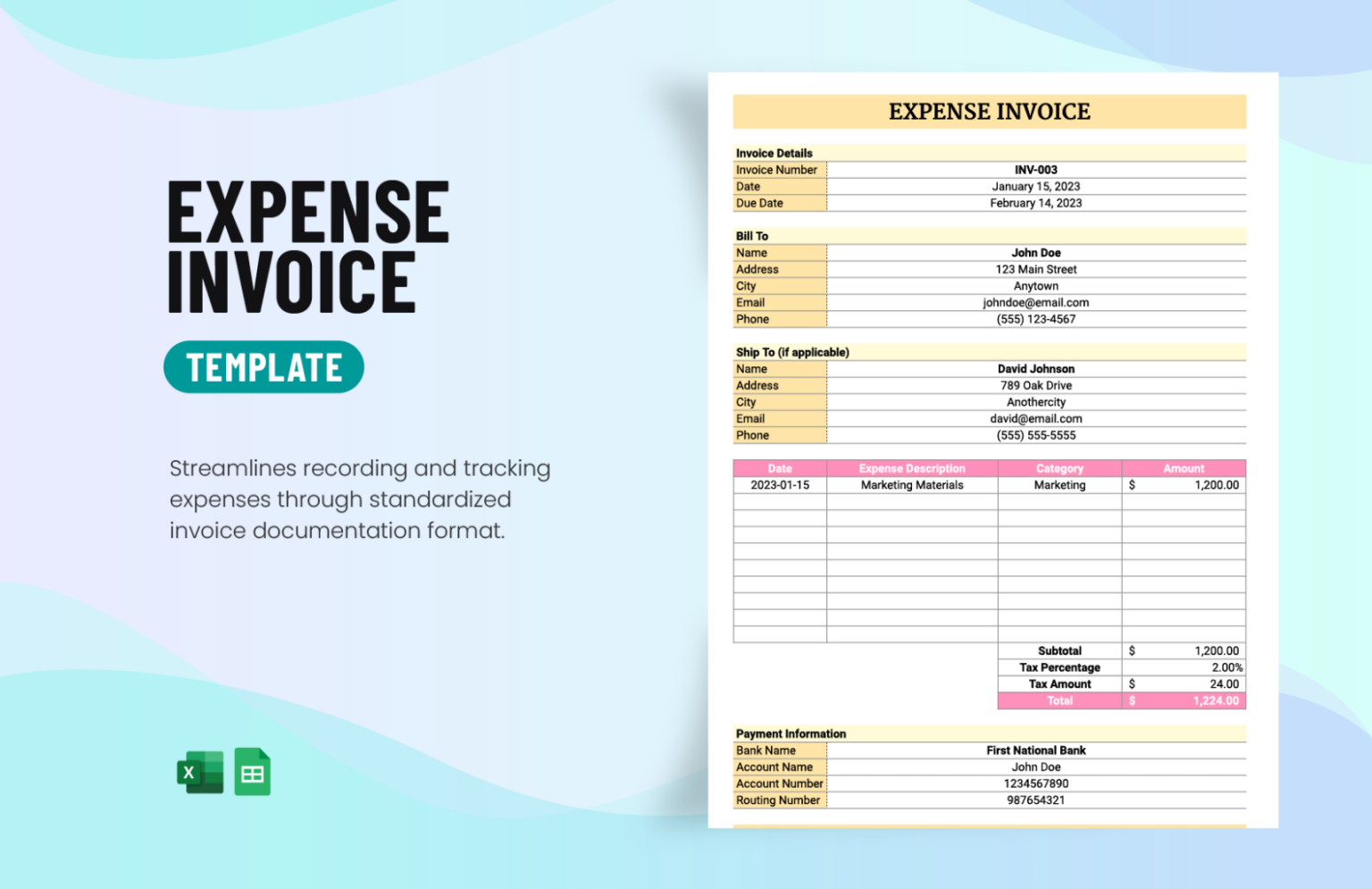 Operating Expense Reconciliation Template