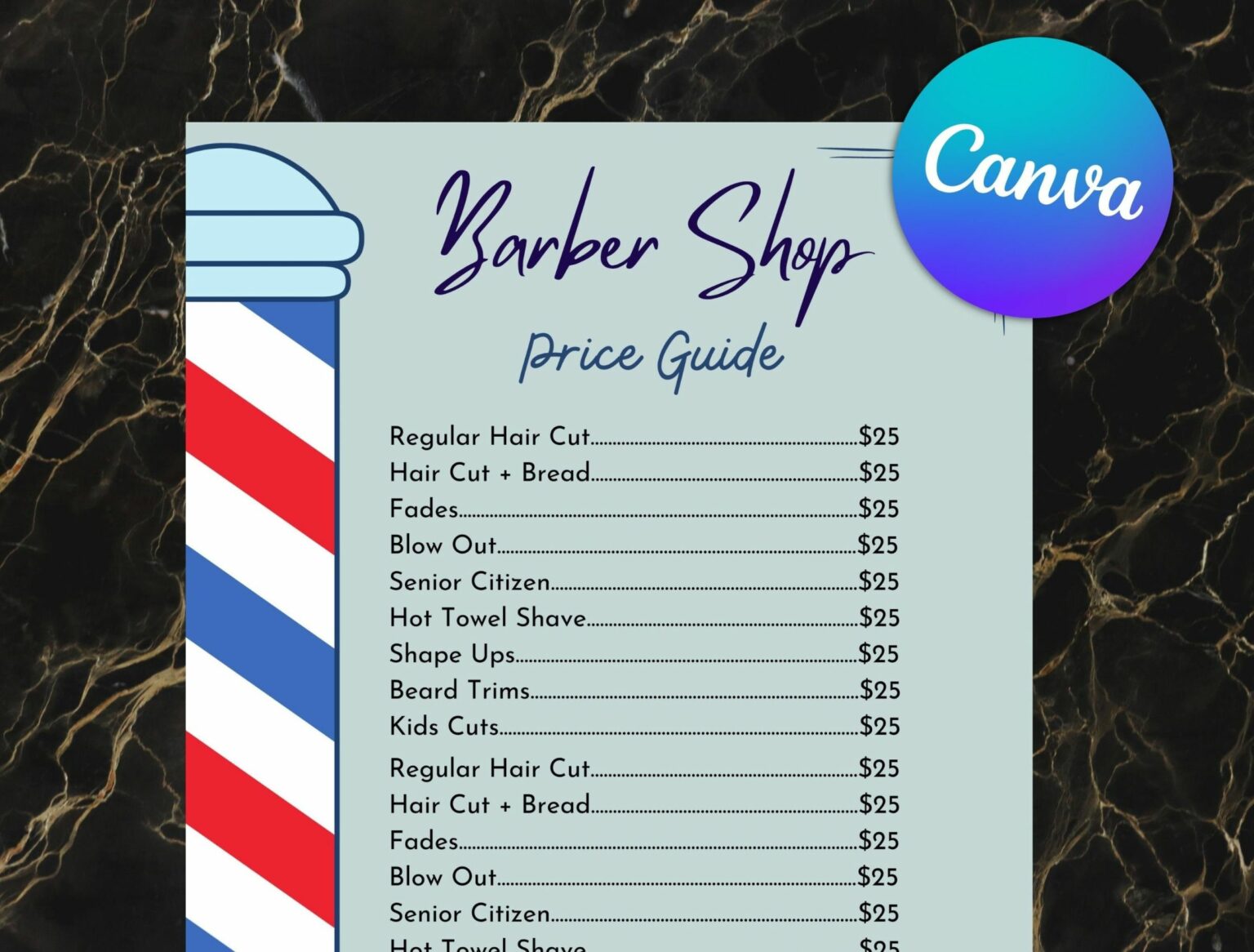 Barber Shop Price List Template