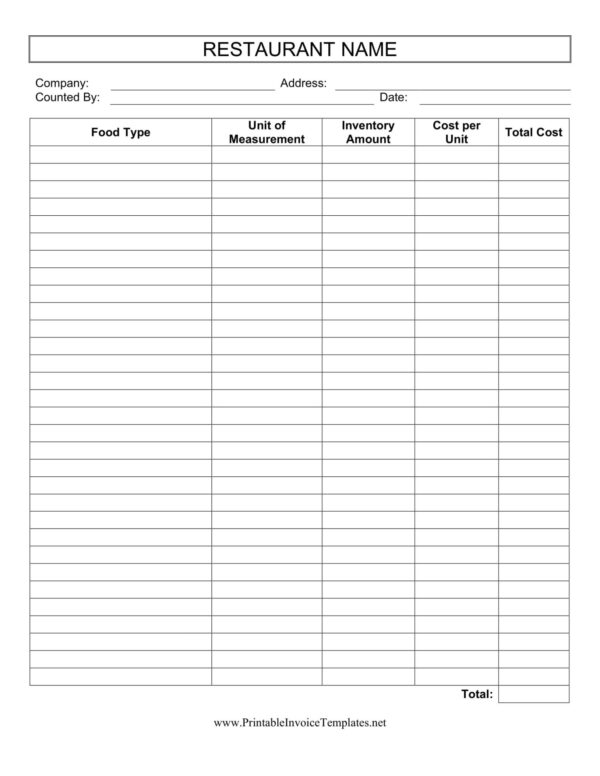 Editable Sample Inventory Form For Restaurant At Rick Lewis Blog ...