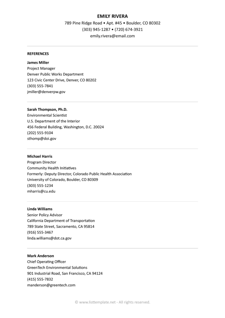 Editable Free Reference List Templates Word Google Docs And Pdf Blank ...