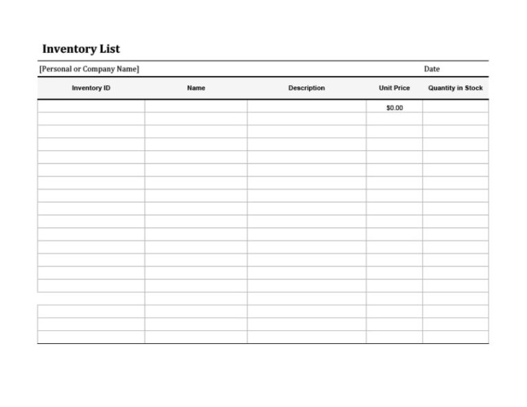 Editable Inventory Checklist Form Supply Closet Inventory List Template ...