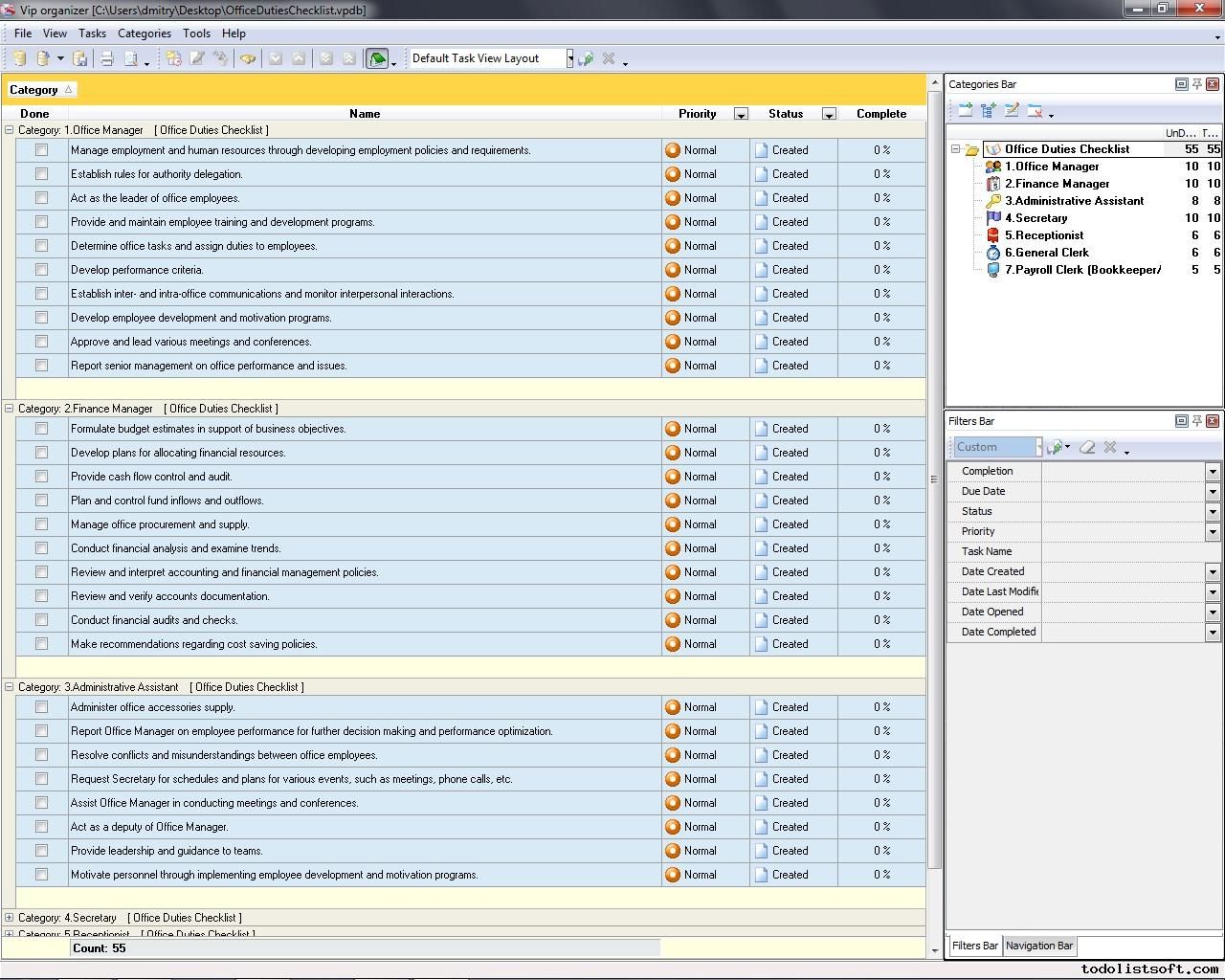 Administrative Assistant Task List Template