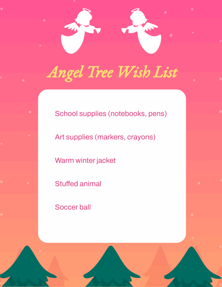 Angel Tree Wish List Template