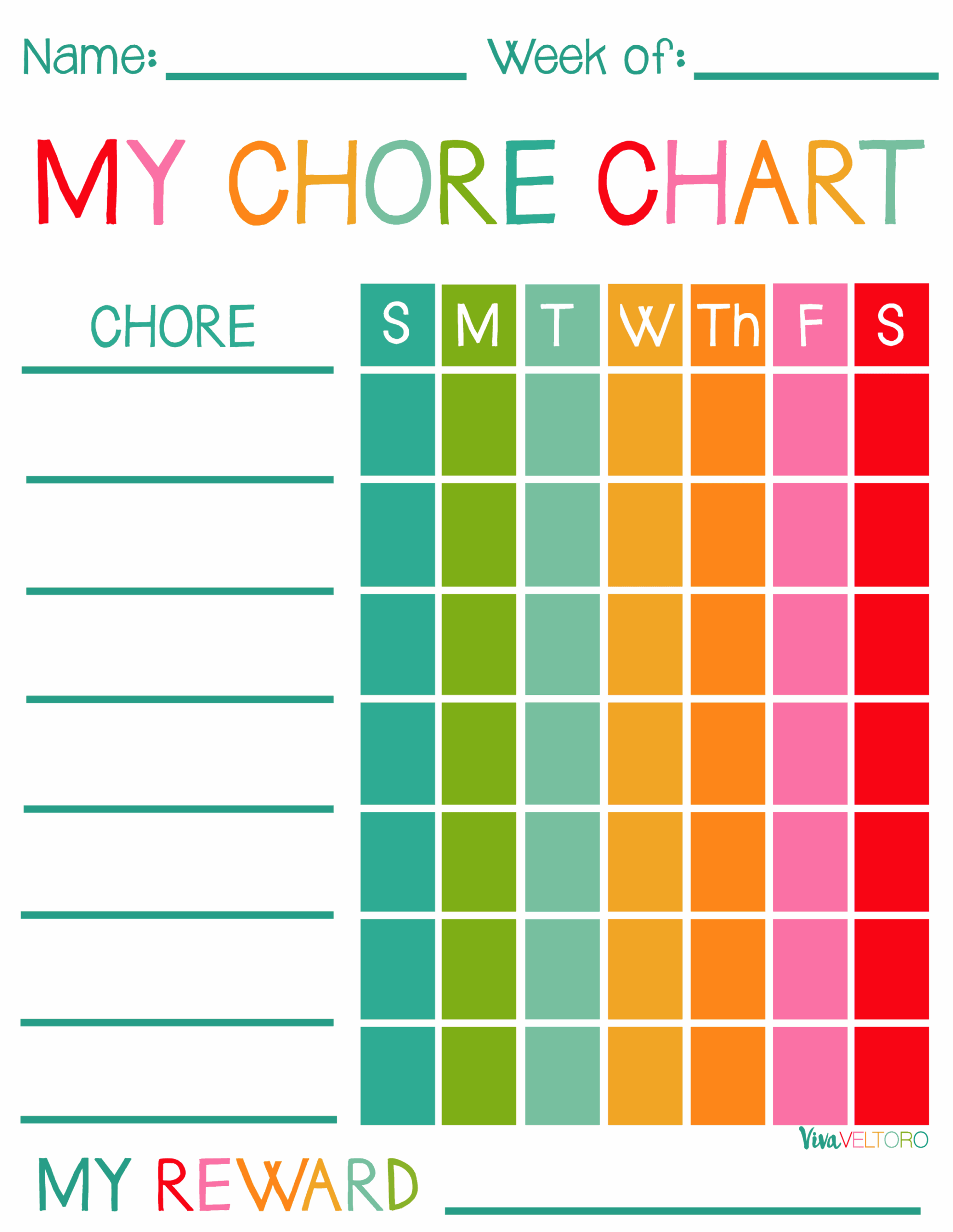 Children's Chore List Template