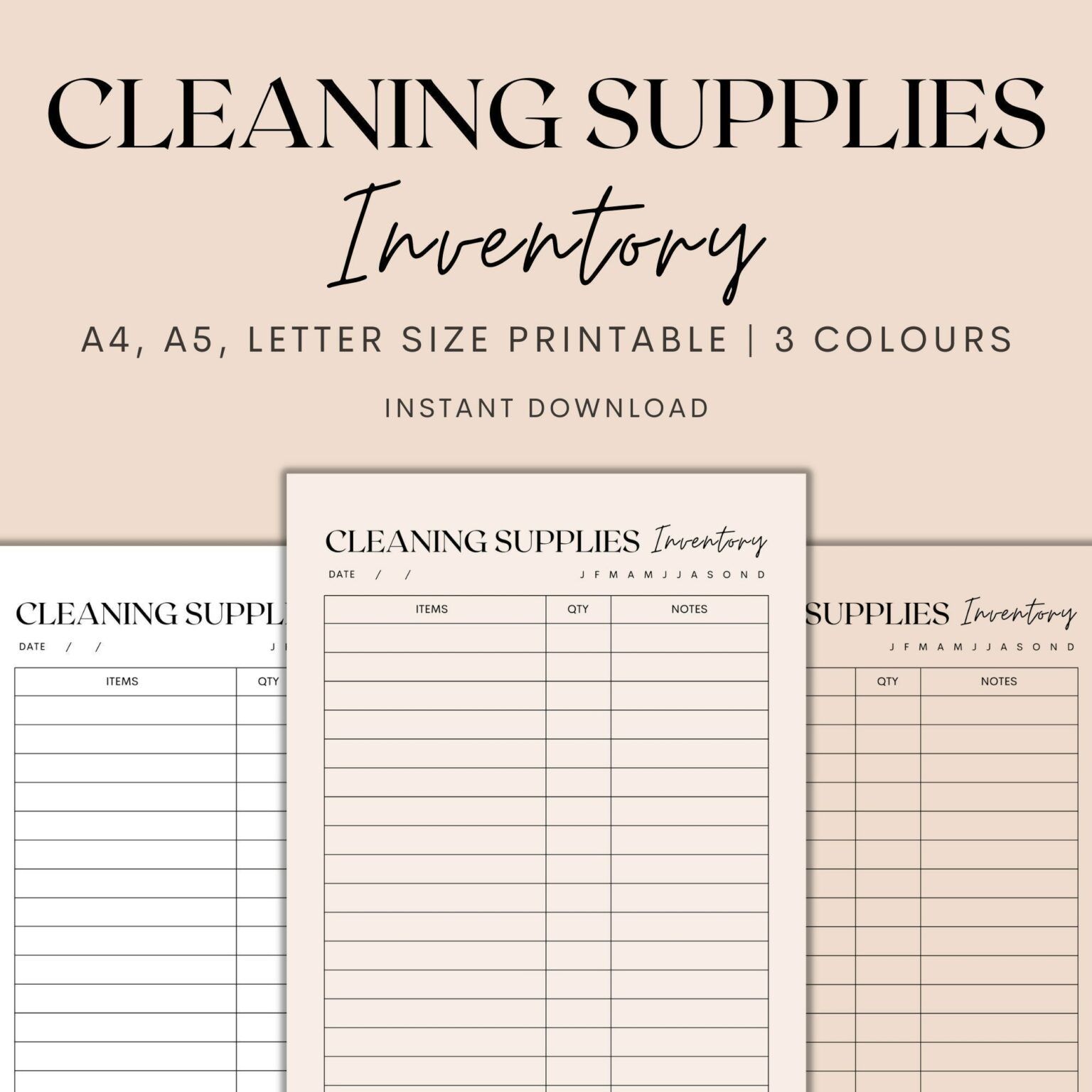 Cleaning Supply Inventory List Template