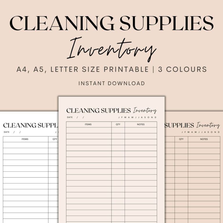 Cleaning Supply Inventory List Template