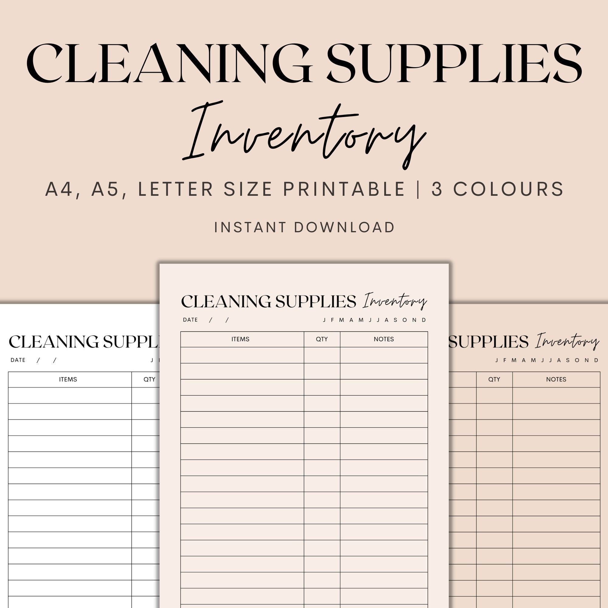 Cleaning Supply Inventory List Template
