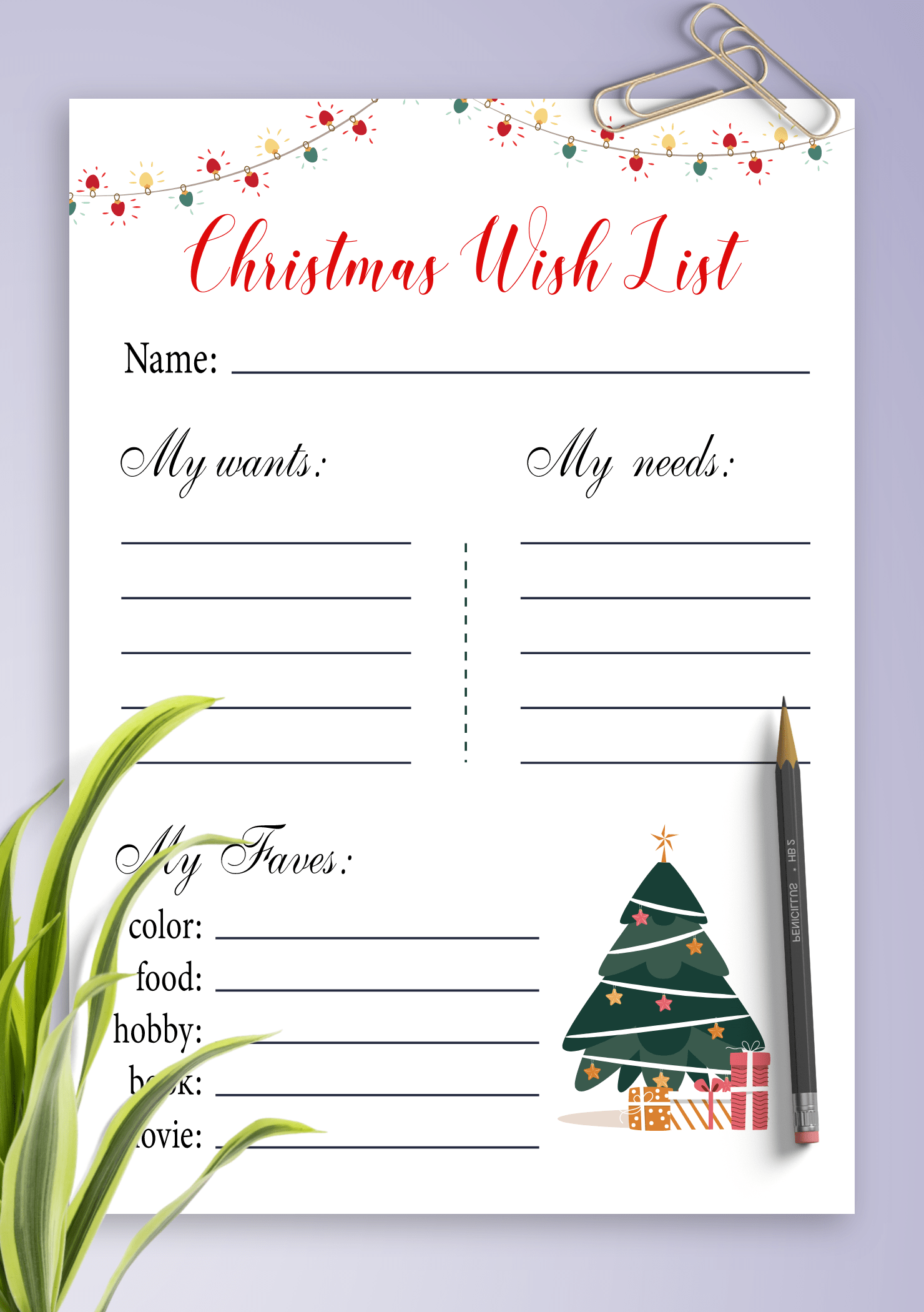 My Christmas Wish List Template