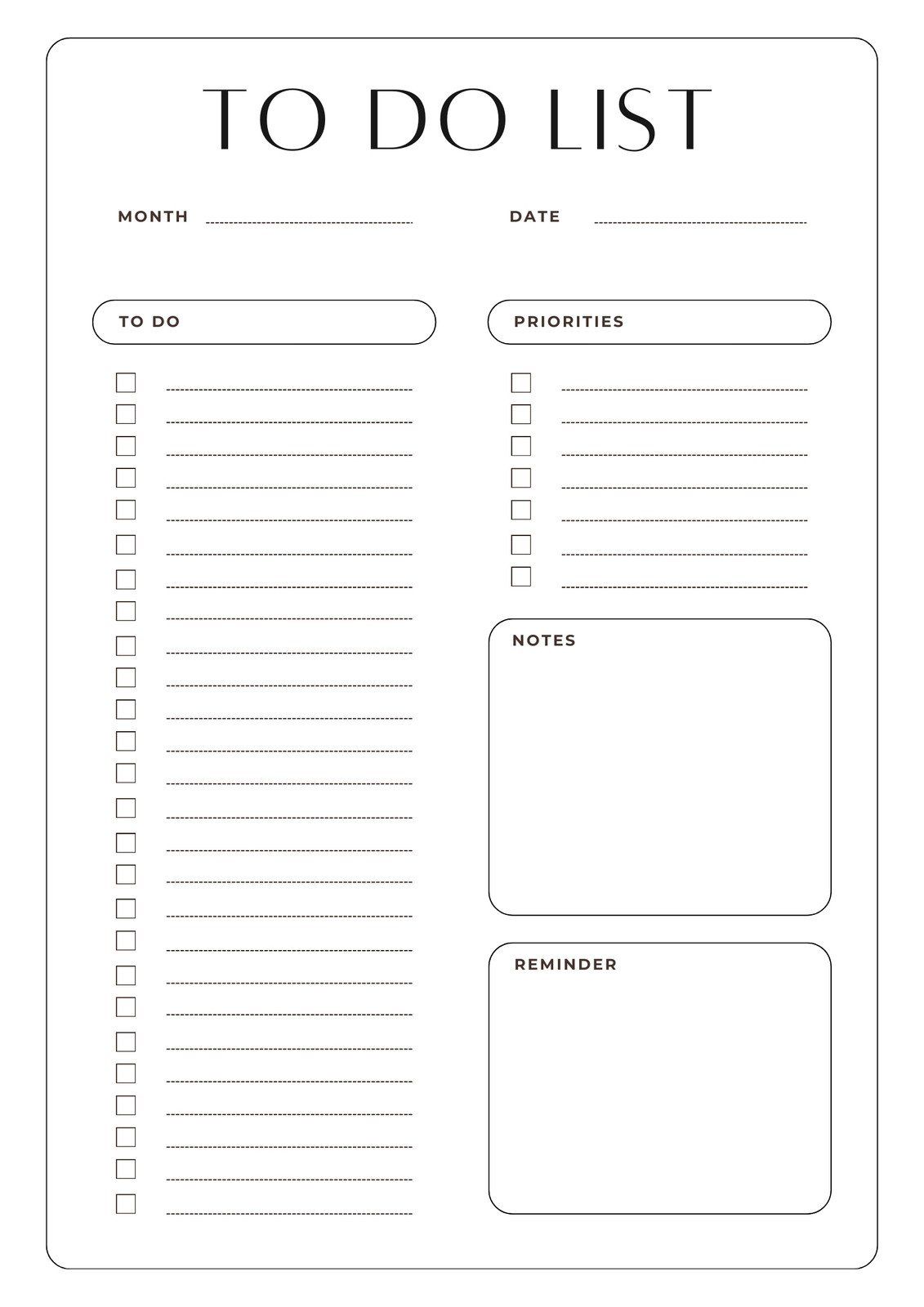 Things To Do List Template