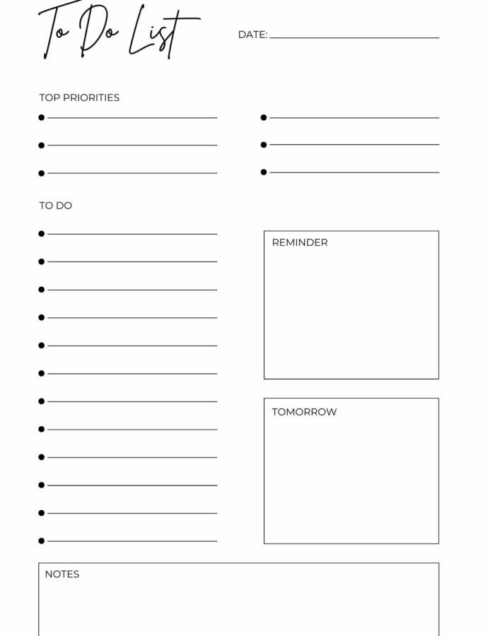 Cleaning To Do List Template