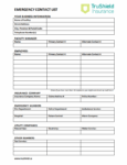 Workplace Emergency Contact List Template